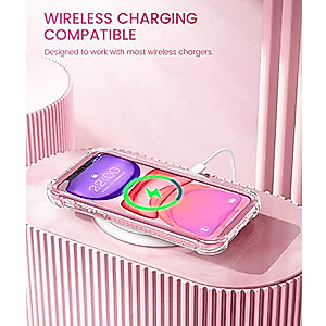 Caka Case for iPhone 11 Glitter Case Flower Bling Liquid Protective Full Body Heavy Duty with Built in Screen Protector Love Glitter Pink Blossom for Women Girl Case for iPhone 11 (6.1 inch)(Cherry)