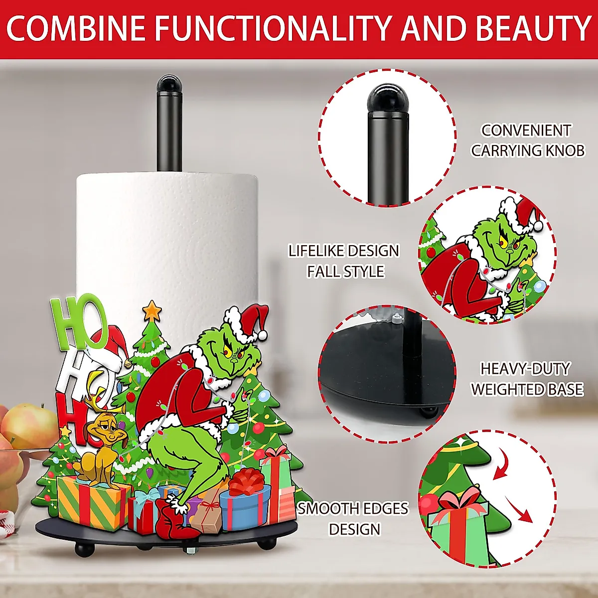 Hexagram Christmas Decor Christmas Decorations Indoor Paper Towel Holder Metal Home, Bathroom Kitchen Decor Paper Holder Stand, Christmas Tree Winter Farmhouse Countertops