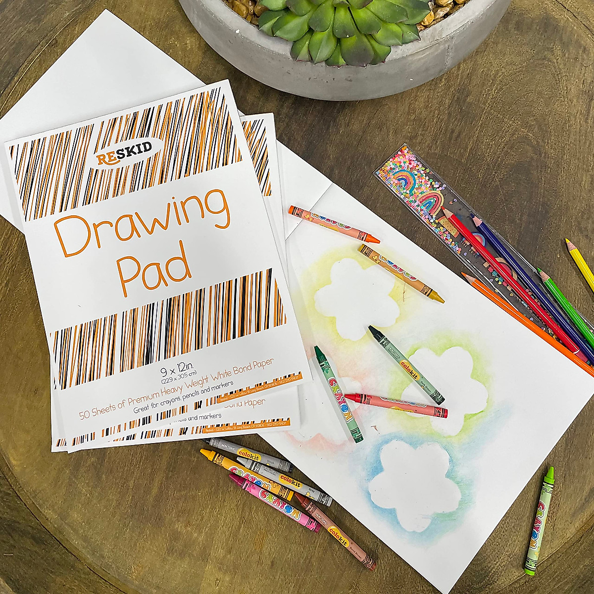 Reskid Kids Drawing Pads - 3 Pack of 9x12 Inch with 50 Sheets Each - Removable Pages for Easy Display and Preservation, Perfect for Young Artists