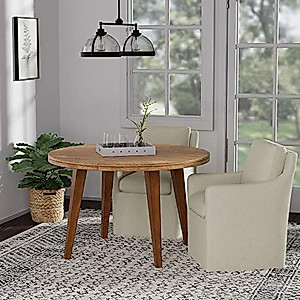 Amazon Brand – Stone & Beam Vivianne Modern Upholstered Dining Chair with Casters, 24.4"W, Linen