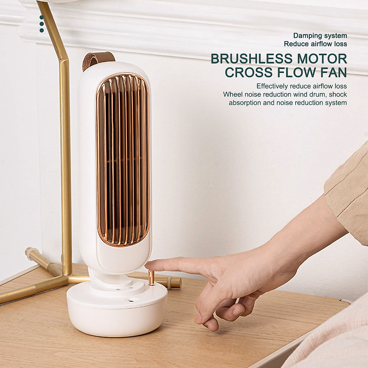 GLOGLOW Tower Fan with 220ml Water Tank Oscillating Tower Fan Small Quiet Fan with 3 Speeds 3 hrours Regular Long Spray, 6 hours Fixed Time Spray for Bedroom Office