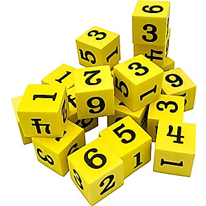 Teacher Created Resources Foam Numbered Dice 1-6, Pack of 20 , Yellow