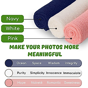 Newborn Photography Props, 3 Pcs Baby Stretch Wraps, Professional Baby Photo Props Long Ripple Wrap, for 0-6 Months Baby (Navy+White+Pink)