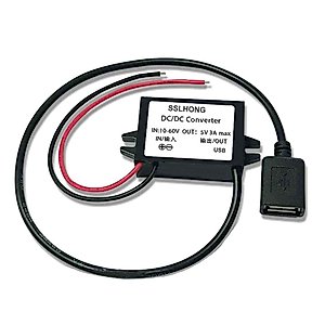 SSLHONG DC 10-60V to DC 5V USB A Buck Converter 3A Voltage Adapter Power Supply Module Step Down Voltage Regulator 12V/24V/36V/48V to 5V Voltage Transformer
