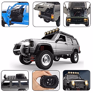 The perseids RC Car Remote Control Truck RC Rock Crawler 1:12 2.4G 4WD Off-Road High-Speed Vehicle Minitary Truck Electric Hobby Grade RTR Toy for Kids Over 14 and Adults (MN-99S(Gray))