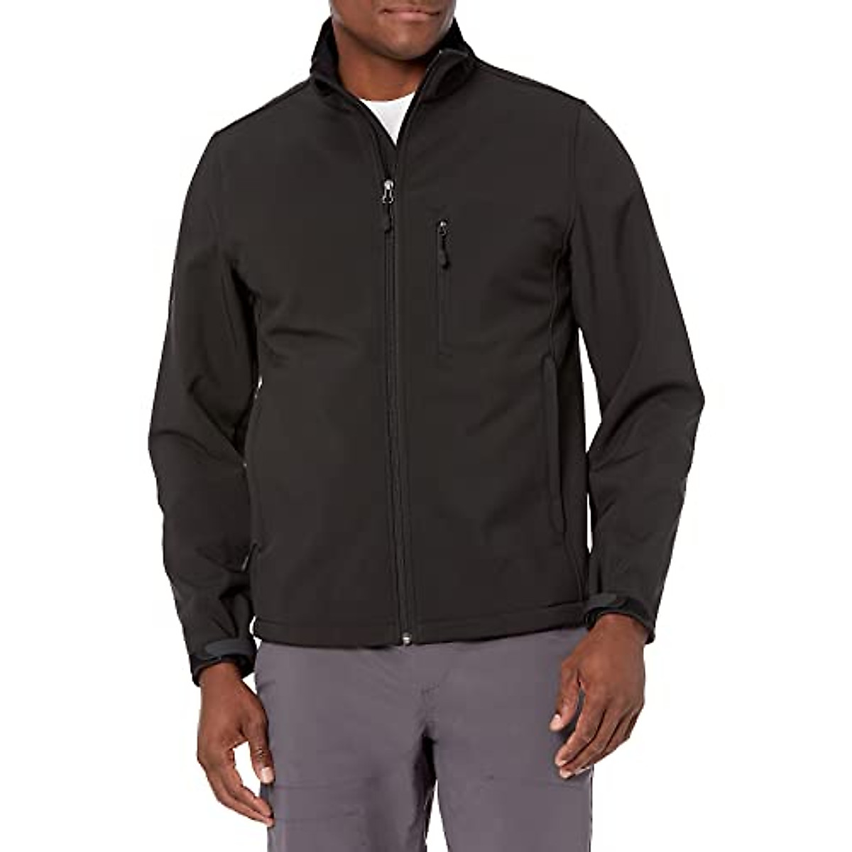 Amazon Essentials Men's Water-Resistant Softshell Jacket, Black, X-Small
