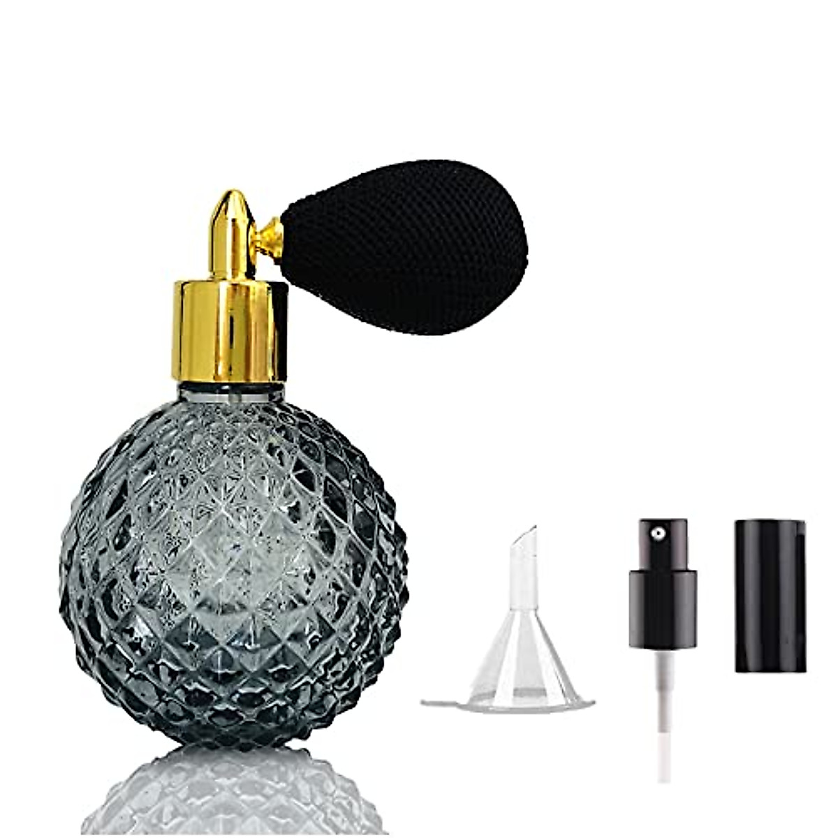Shining Craft Perfume Bottles Empty Vintage Atomizer Spray Bottle 3.4OZ / 100ml - Classic Sprayer with Air Bulb, Refillable Perfume Bottle, SC001 (Black)