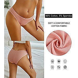 FINETOO 10 Pack Womens Underwear Cotton Cute Low Rise Bikini Rib Cheeky Panties Sexy V-shaped waistband Hipster S-XL