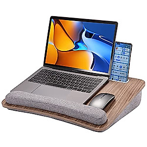 HUANUO Lap Laptop Desk - Portable Lap Desk with Pillow Cushion, Fits up to 15.6 inch Laptop, with Anti-Slip Strip & Storage Function for Home Office Students Use as Computer Laptop Stand, Book Tablet