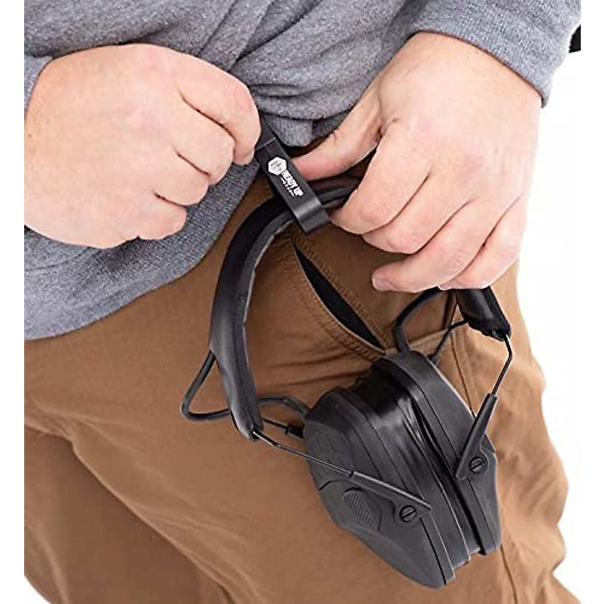 Ready Up Gear EarClip – Universal Belt Clip for Ear Muffs - Neodymium Magnetic Closure - Fits Belts up to 2 Inches - Black, Secure & Convenient Hearing Protection Holder