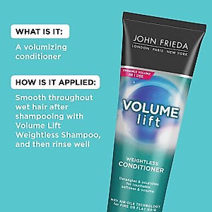 John Frieda Volume Lift Lightweight Conditioner for Natural Fullness, 8.45 Ounces, Safe for Colour-Treated Hair, Volumizing Conditioner for Fine or Flat Hair