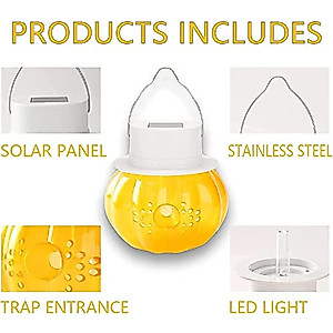 Wasp Traps Outdoor Hanging, Yellow Jacket Killer, Solar Powered Bee Trap Outdoor, Wasp Repellent Outdoor, Reusable Bee Catcher Hornet Trap for Trapping Hornet, Bee, Insects