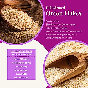 Parvaa Dehydrated Onion Flakes | Perfectly Chopped, Preservative-Free, and 100% Organic for Optimal Health | Granulated Onion | Versatile and Delicious Cooking Ingredient 3.17oz – (90g)