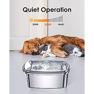 OlarHike Cat Water Fountain Stainless Steel, 61oz/1.8L Dog Water Bowl Dispenser Automatic Pet Water Fountain with Quiet Pump, Dishwasher Safe Design & Adjustable Water Flow for Cats, Dogs