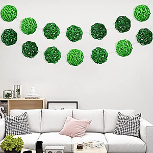 TKEJZu 15 Pcs Wicker Rattan Balls 2 Inch Small Decorative Balls Twig Orbs Spheres Vase Fillers for Green Themed Wedding Bridal Baby Shower Valentine's Day Home Decor Green Mint Dark-Green