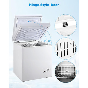 Iorbur FLG-72Q-WHITE 3.5 Cu.Ft Chest 7 Gears Adjustable Temperature Control(-18°F to-46°F) with a Removable Basket, Deep Compact Freezer for Garage, Office, Basement, House, Kitchen, Shop, RVs-White