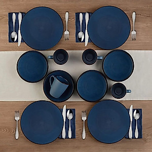 IHIPPO Stoneware Dinnerware Set 16-Piece Dinnerware Set Dinnerware Set Plates Sets for Home Dinner Set Dishes and Plate Set Blue Microwave Dishwasher Safe Stoneware Dinnerware Set for 4