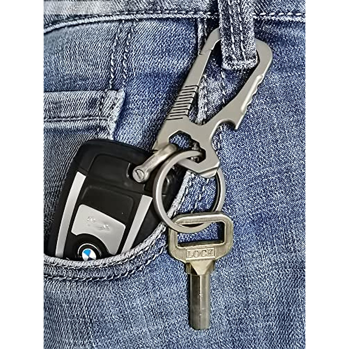 Mikacin Titanium Key Chain, Keychain with Bottle Opener, Carabiner Car Key Chains for Men and Women