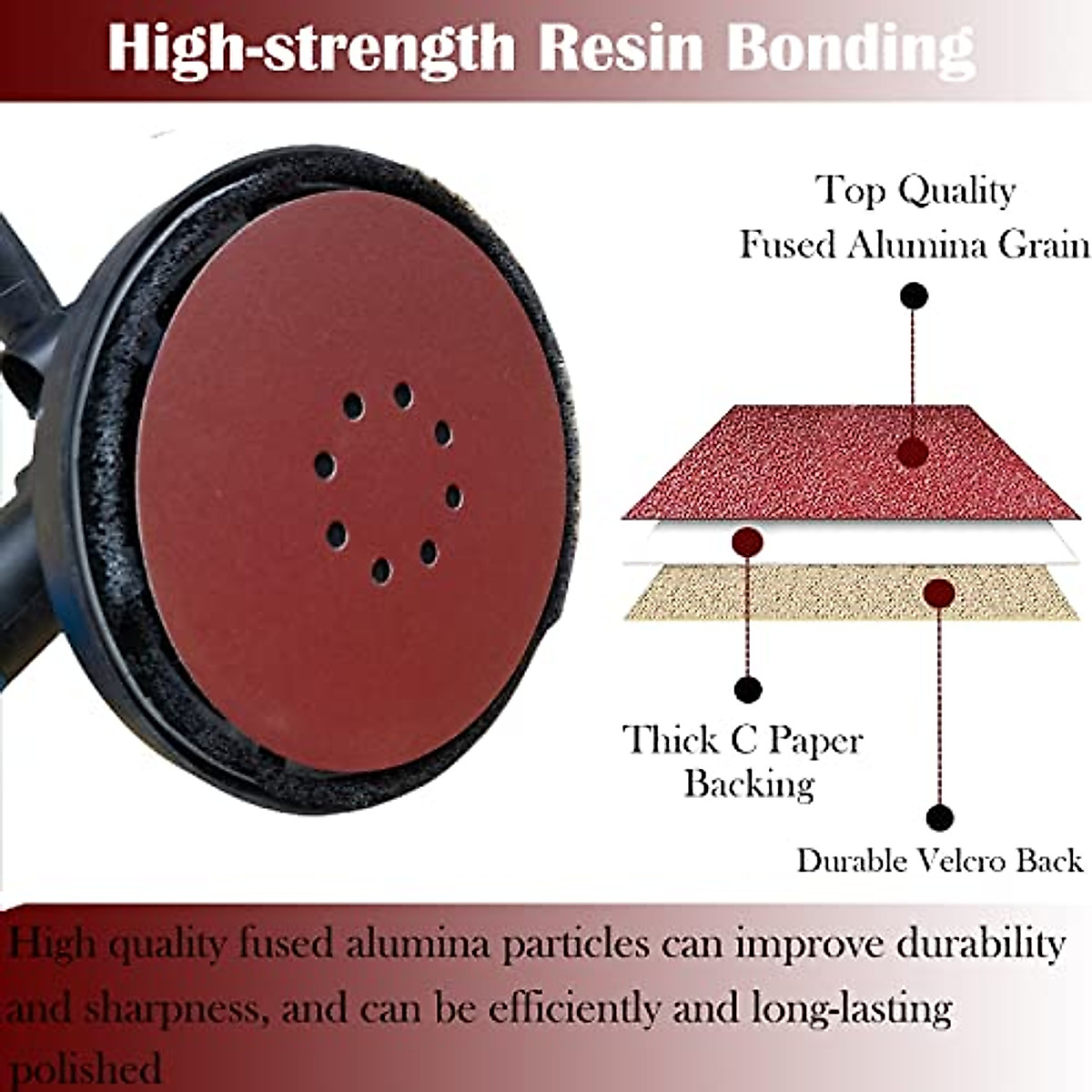 Tonmp 50 PCS 120 Grit 9 Inch 8 Hole Hook-and-Loop Sanding Discs Sandpaper -Premium Aluminum Oxide Sander Paper for Drywall Sander (120 Grit - 50 Pack)