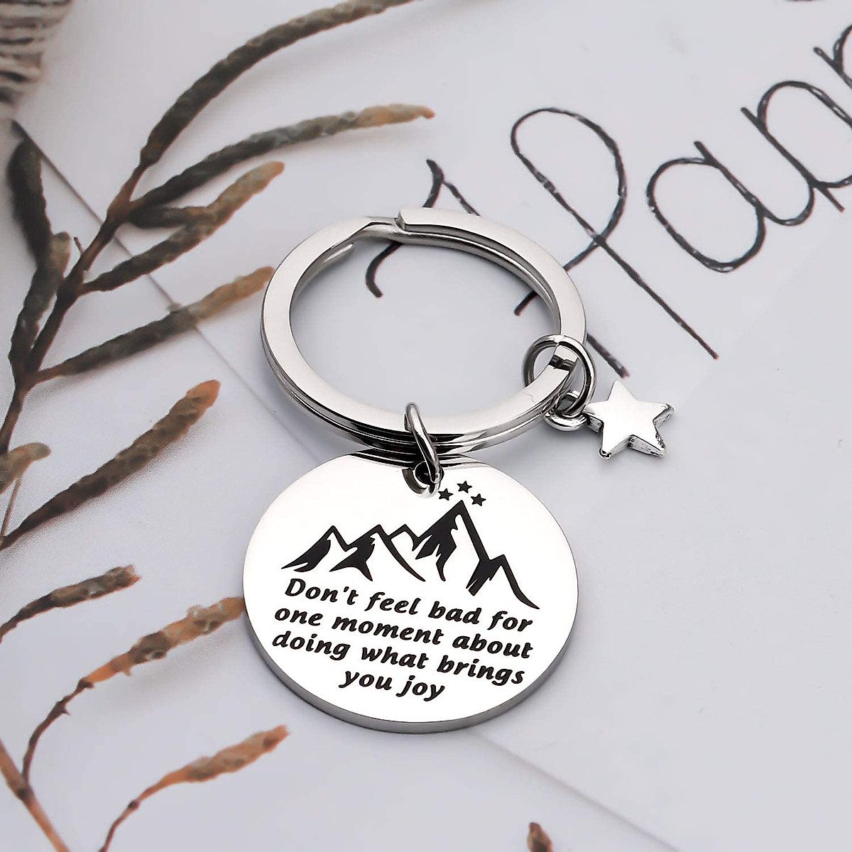 AKTAP Thorns and Roses Inspired Keychain The Night Court Jewelry Book Lovers Gift Don't Feel Bad for One Moment About Doing What Brings You Joy (Thorns and Roses Keychain)