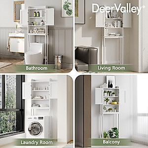 Deer Valley White Over The Toilet Storage Cabinet, Bathroom Storage Cabinet Organizer, Bathroom Shelf Over Toilet, DV-1BS0202