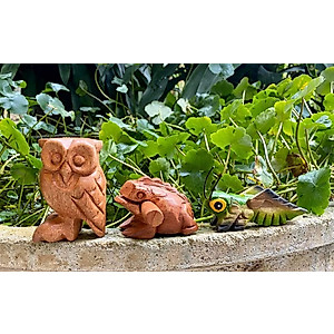Handmade Wooden Percussion 3 Pcs Set 3 Inch Wooden Frog, 4 Inch Wooden Cricket and 3.5 Inch Wooden Owl, Gift Decor,(Green Wooden Cricket Brown Wooden Frog/Owl)