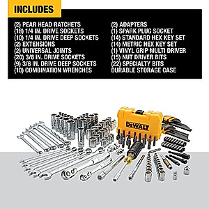 DEWALT Mechanics Tools Kit and Socket Set, 142-Piece, 1/4 & 3/8" Drive, MM/SAE (DWMT73802)