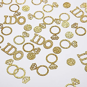 Gold Wedding Table Confetti ,Glitter Paper Diamond Ring Confetti, I Do Engagement Party Table Scatter,Bachelorette Bridal Shower Party Decorations