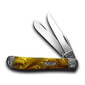 CASE XX Engraved Bolster Series Butter Rum Corelon Mini Trapper Pocket Knives