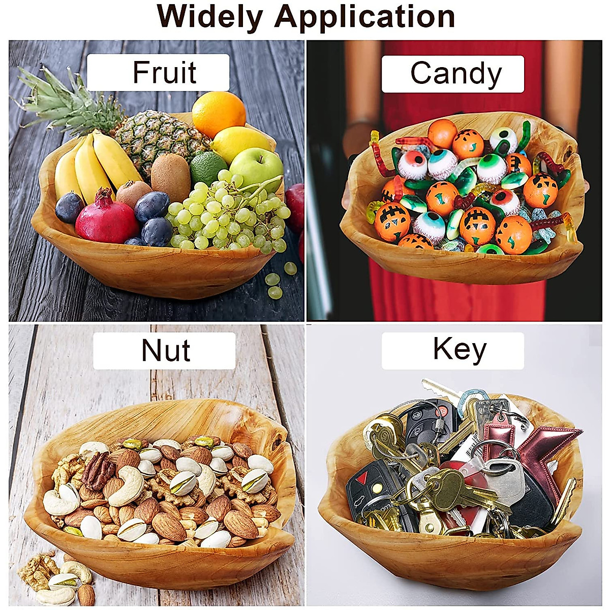 Wooden Bowl for Decor Handmade Storage Natural Root Wood Crafts Bowl Fruit Bowl Salad Key Decorative Serving Bowls, Random Shape (15~19cm)