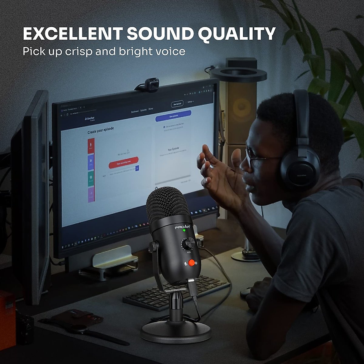 Podcast Microphone for Phone/Pad/PS4,Condenser Recording USB Microphone for Computer,Metal PC Microphone for Gaming,ASMR,YouTube,Streaming Mic Kit with Noise Cancelling for Laptop MAC or Windows