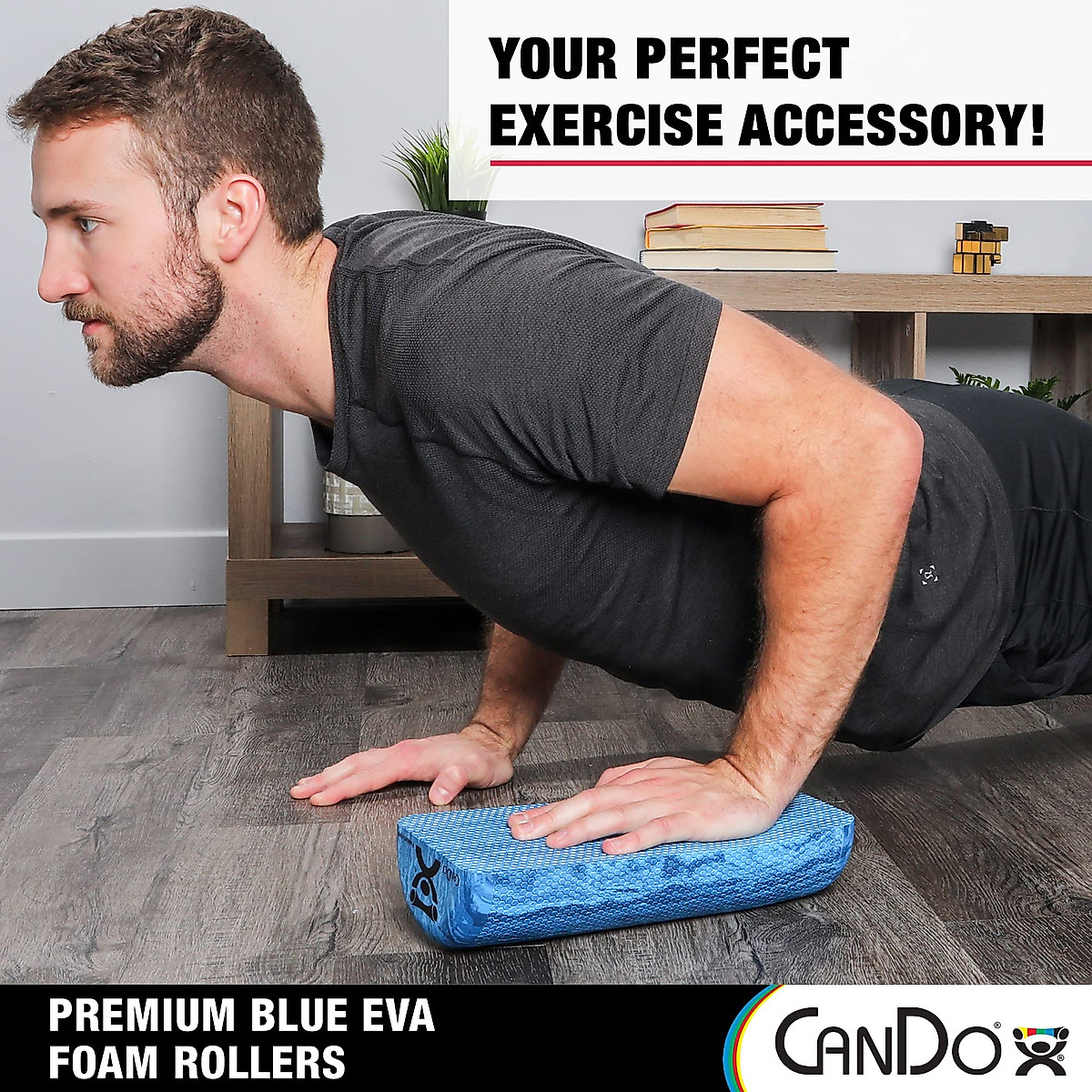 CanDo Premium Blue Marble EVA Foam Roller for Muscle Restoration, Massage Therapy, Sport Recovery and Physical Therapy 6" x 12" Half-Round