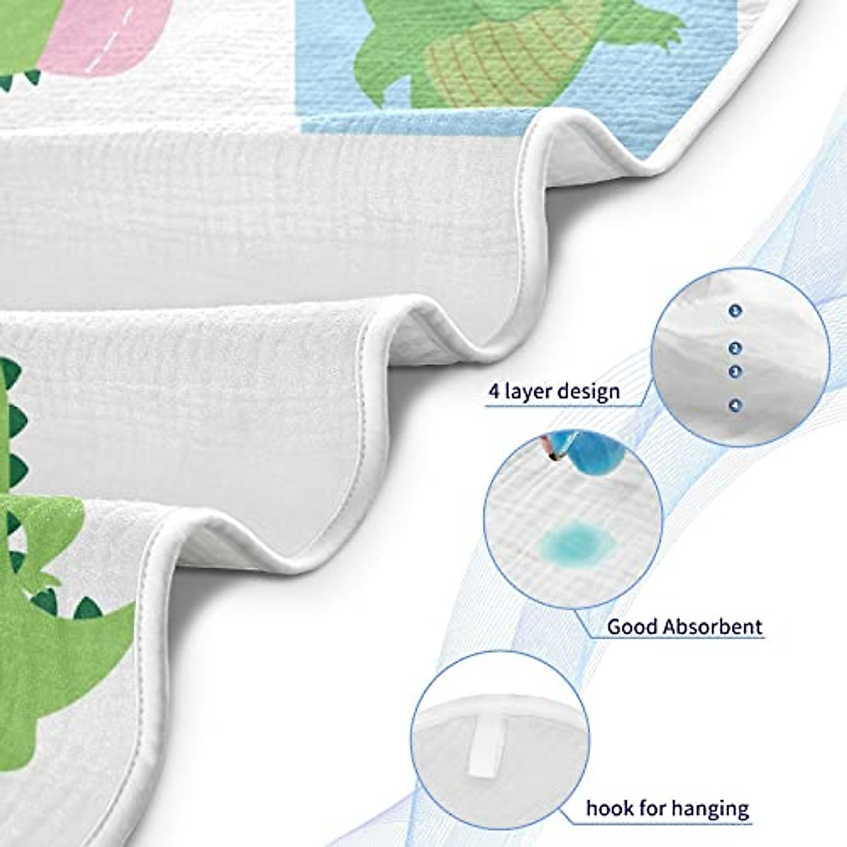 Cute Funny Crocodiles Hooded Baby Towel Alligator Green Predator Animal Baby Bath Towel Unisex Toddlers Hooded Towels Cotton Boy Washcloths Girl Shower Towel for Infant Newborn 30 X 30 in