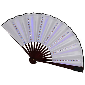 NUOBESTY Handheld Fan Handheld Fan Fans Fans Large Folding Hand Rave Fan Chinease Japanese Folding Hand Fan Festival Fan for EDM Club Music Festival Event Party Dance Hand Held Fan Hand Held Fan