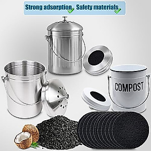 12-Pack 6.7" Compost Bin Odor Absorbing Filters, Activated Charcoal Deodorizer for 1 Gallon, 1.5 gallons and 1.8 gallons Compost Buckets, Countertop Compost Pails and Recycle Bins