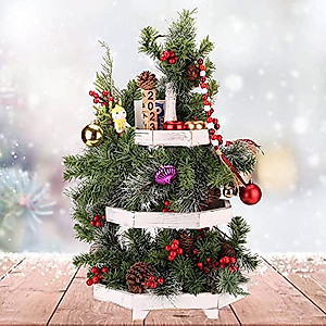 3 Tiered Serving Tray Wooden Farmhouse Decorative Tray, 3 Tier Tray for The Coffee Table, Kitchen Rustic Dinning Tiered Tray, Home Decor Tray, Three Tier Tray Cupcake Stand Display Tray