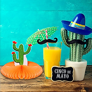 9 Pieces Fiesta Mexican Party Table Decorations Fiesta Honeycomb Mexican Table Centerpieces 8" Cinco De Mayo Party Table Decorations for Mexican Fiesta Taco Party Day of the Dead Decor Supplies Favors