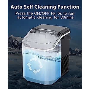 Joy Pebble Ice Maker Countertop, 10,000pcs/33lbs/Day Pebble Ice, Portable Nugget Ice Maker Machine with Handle, Self-Cleaning, Ice Scoop and Basket, Handheld Ice Maker for Kitchen/Home/Office/Party