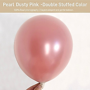 Pearl White Pink Double Stuffed Balloons Garland White Sand Rose Gold Balloon Arch Kit Different Sizes for Baby Shower Birthday Wedding Party Decorations