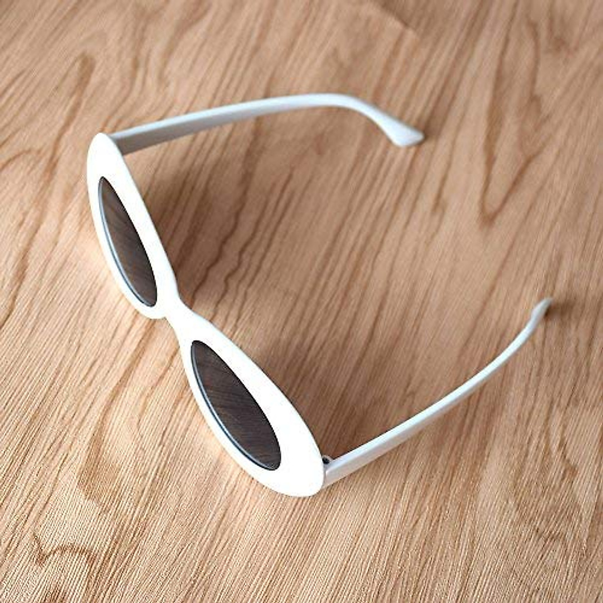 JUSLINK Bold Retro Oval Mod Thick Frame Sunglasses Round Lens Clout Oval Goggles White