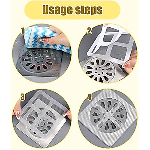 Disposable Floor Drain Hair Catcher Stickers, 4 Inch, Pack of 10, Shower Drain Mesh Stickers for Bathroom, Laundry, Bathtub, Kitchen Sink