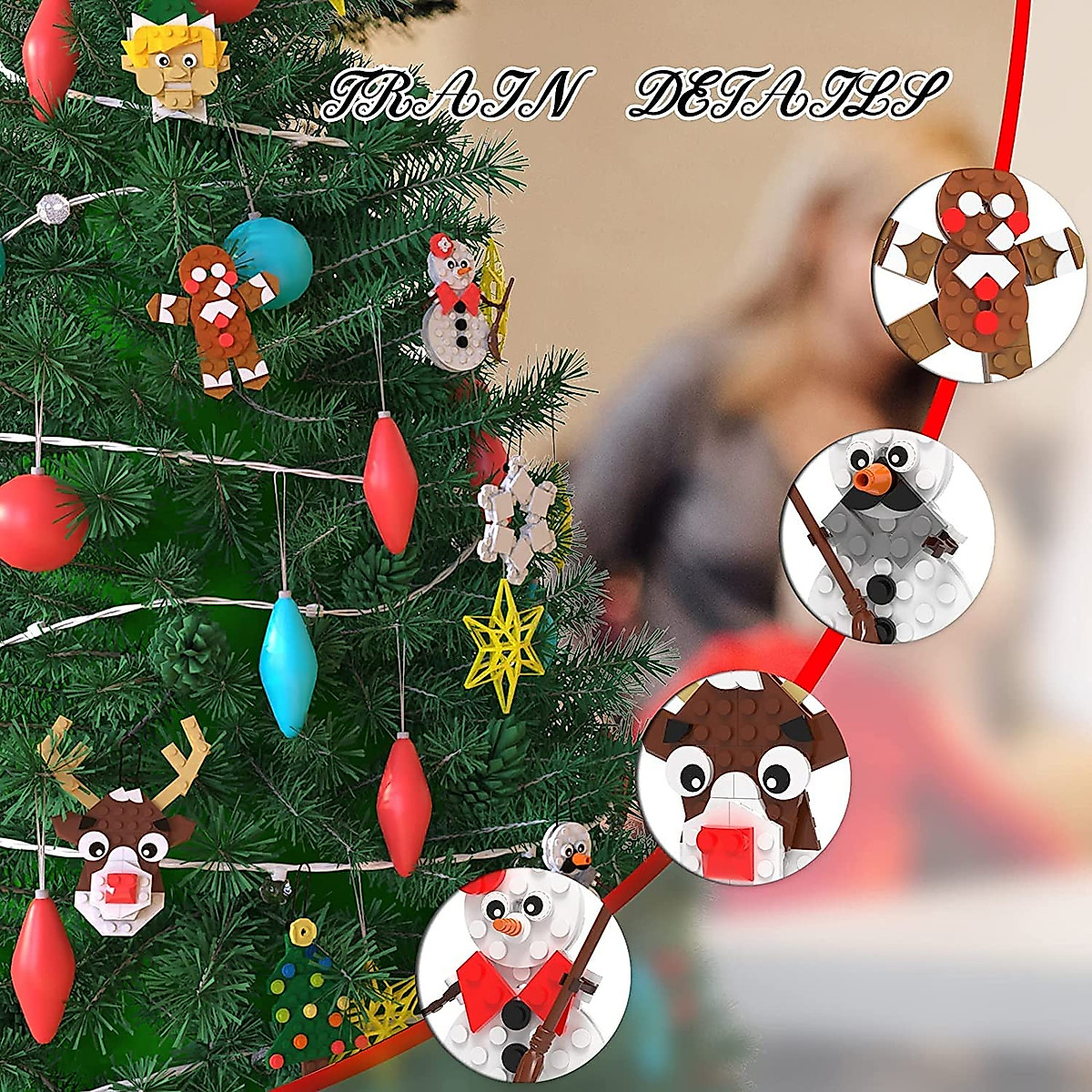 Tenhorses Christmas Tree Ornament 11-in-1 Building Sets, Wreath, Santa, Snowman, Nutcracker, Polar Bear, Gingerbread, Reindeer, Snowflake, Hanging Christmas Decor Toys Gift for Girls Boys or Kids.