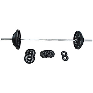 Signature Fitness Cast Iron Olympic Weight Including 7FT Olympic Barbell, 300-Pound Set, Multiple Packages