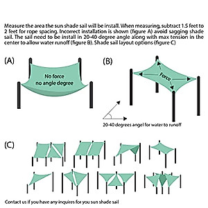SunnyRoyal Waterproof Sun Shade Sail Rectangle Canopy Awning Fabric Cloth Screen 95% UV Blockage & Water Resistant for Outdoor Patio Garden 9'x15' Turquoise