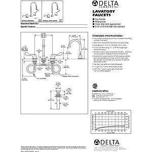 DELTA FAUCET 3579LF-WFLGHDF, 5.34 x 16.00 x 5.34 inches, Chrome