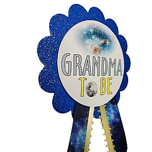 Galaxy Baby Shower Pins for Family to Wear at Gender Reveal Outer Space Theme Rockets It's a Boy Sprinkle (grandma pin)