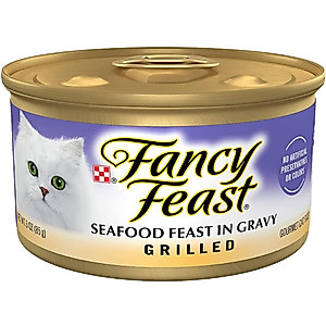 Fancy Feast Grilled Seafood Feast in Gravy Canned Cat Food, 3-oz, case of 12 cans