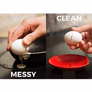 Crack'em Egg Cracker & Spoon Rest (Jet Black) - Perfectly Cracks Eggs & Contains Messes - Easy to Use & Clean - Great for Kids - Prevents Broken Yolks