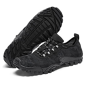 Racqua Mens Womens Hiking Water Shoes Outdoor Sport Climbing Walking Swim Fishing Shoes Quick Dry Breathable Non-Slip Aqua Shoes Black 11.5 W/10.5 M
