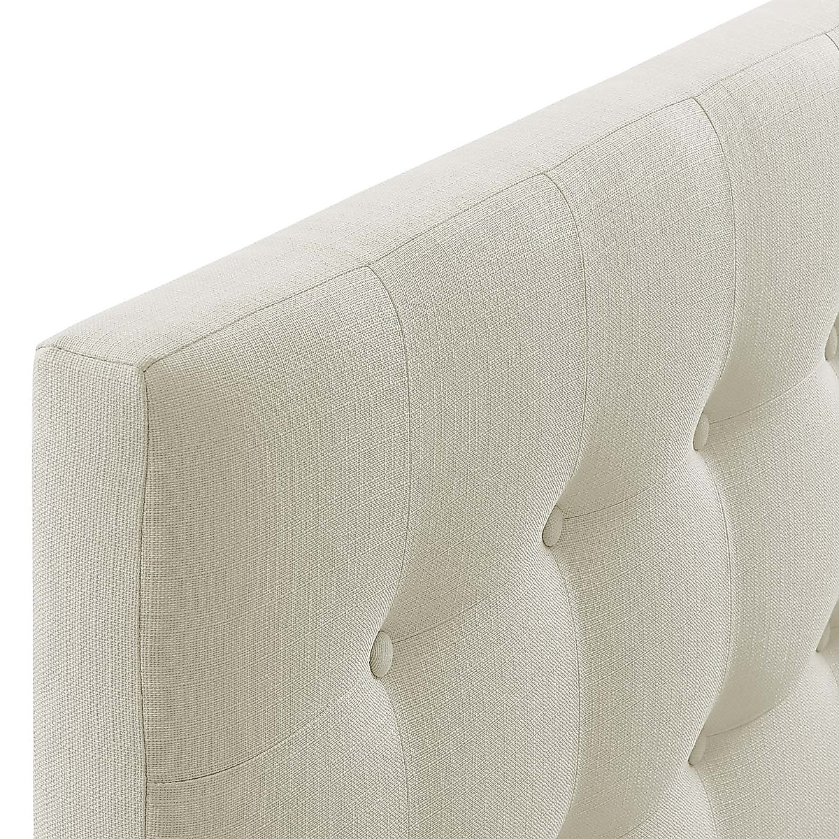 Modway Emily Tufted Button Linen Fabric Upholstered Queen Headboard in Ivory